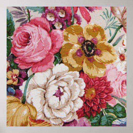Colorful Vintage Girly Roses Painting Floral Poster | Zazzle.com
