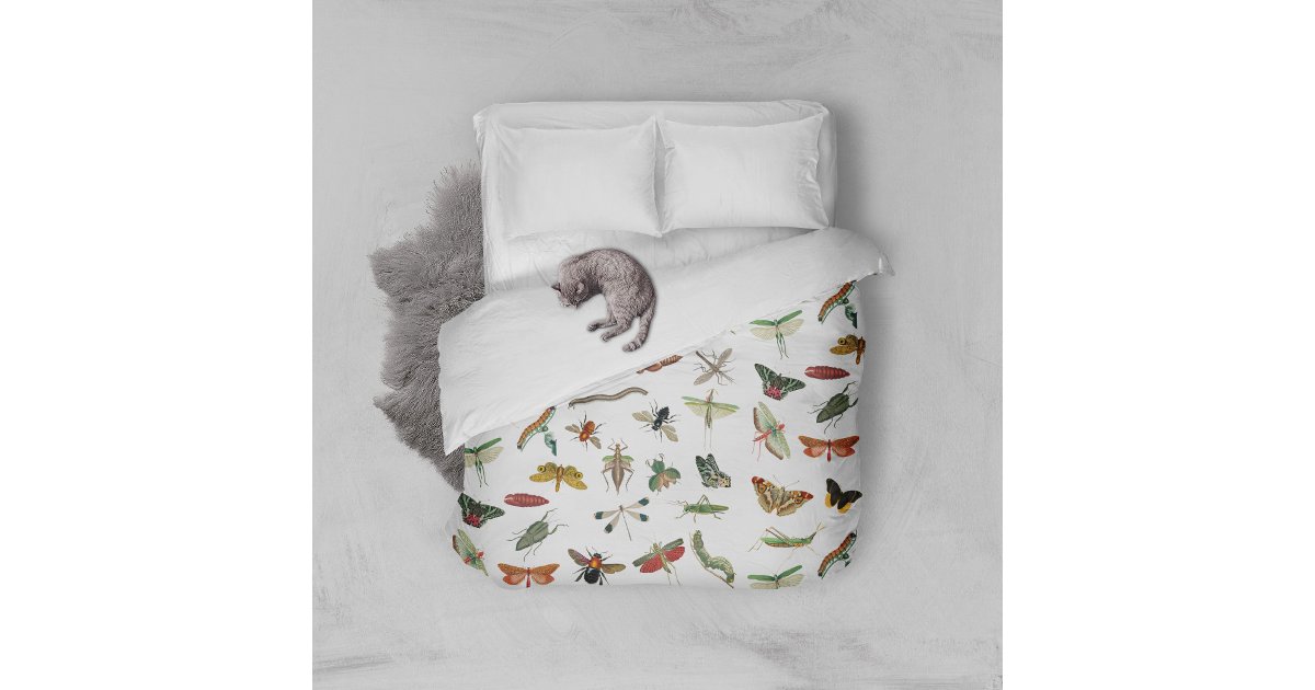 Colorful Vintage Insect Illustration Pattern Duvet Cover | Zazzle