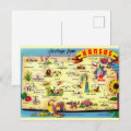 Colorful Vintage Map of Kansas Postcard | Zazzle