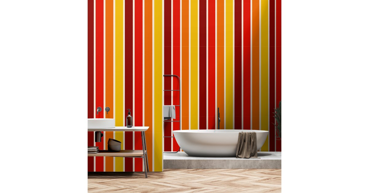 Colorful Vintage Retro Striped Wallpaper | Zazzle