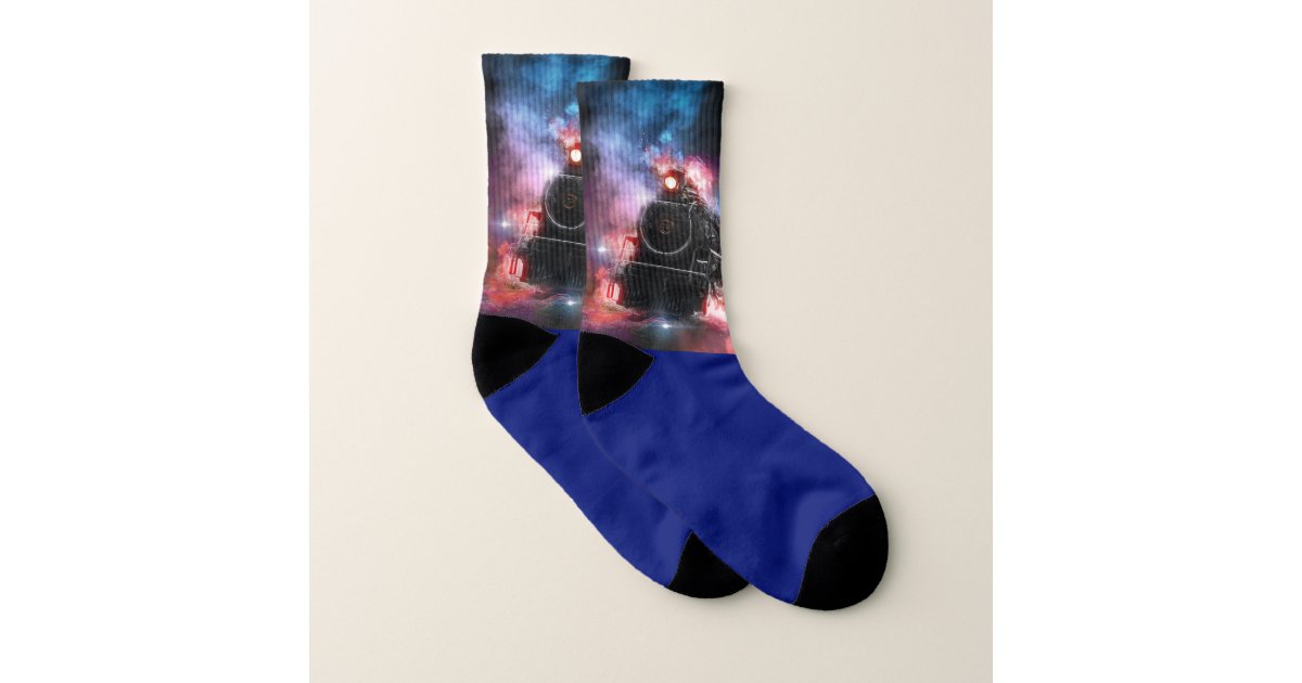 Colorful Vintage Steam Train Socks | Zazzle