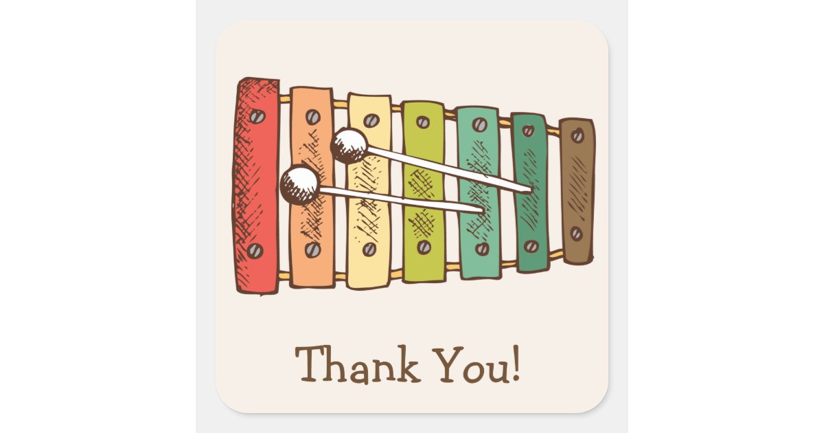 Colorful Vintage Toy Xylophone Baby Shower Square Sticker | Zazzle