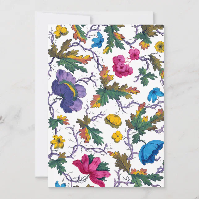 Colorful Vintage Watercolor Floral Note Card | Zazzle