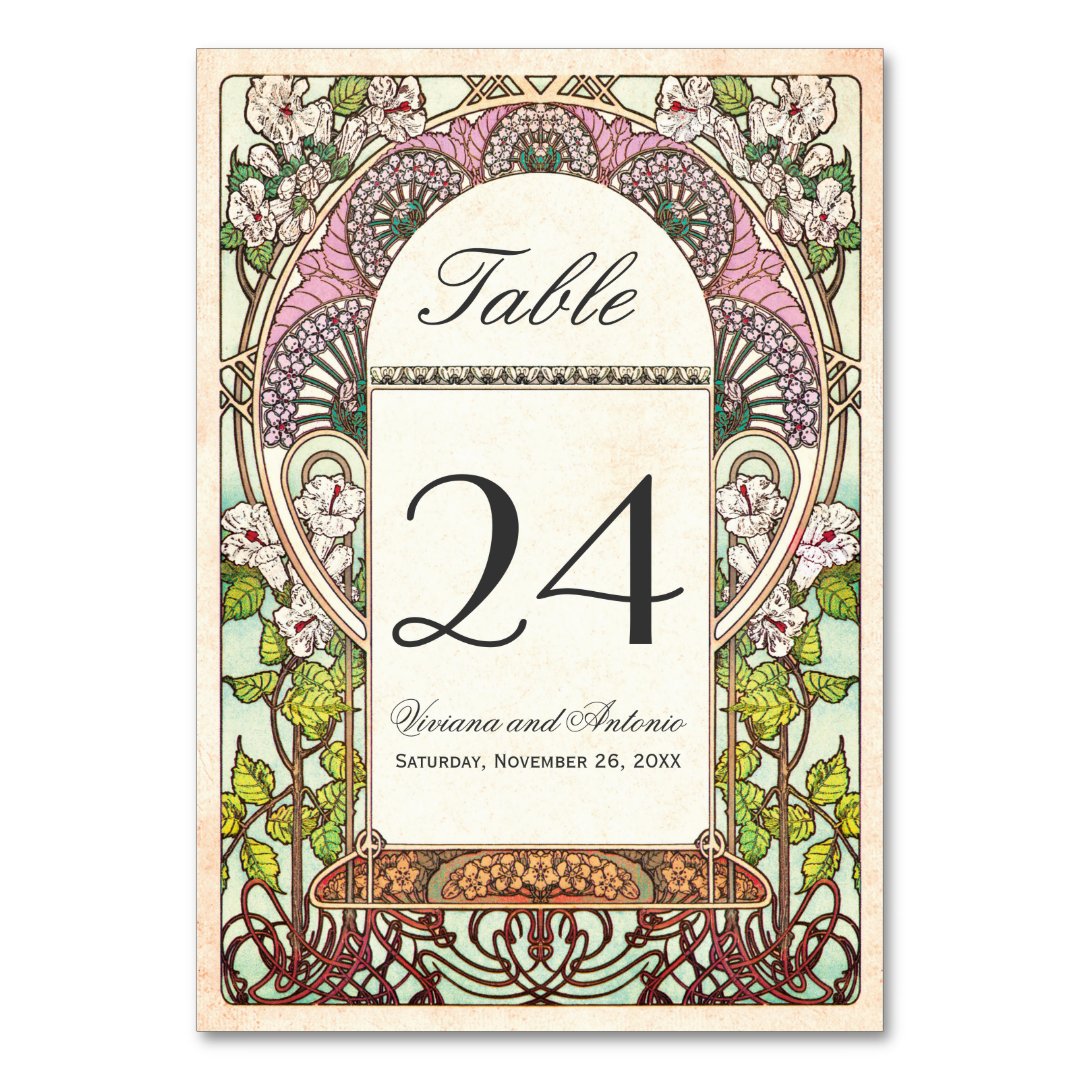 Colorful Vintage Wedding Table Numbers | Zazzle