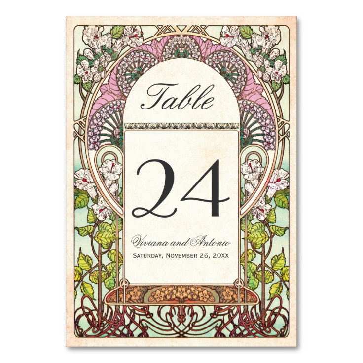 Colorful Vintage Wedding Table Numbers | Zazzle