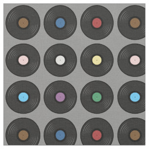 Retro Vinyl Records Colorful Pattern Design Fabric | Zazzle