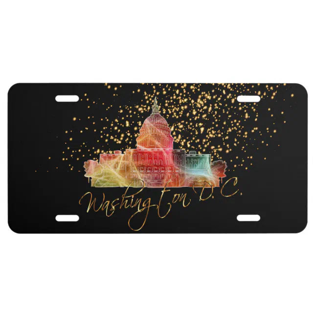 Colorful Washington DC Skyline Design License Plate | Zazzle