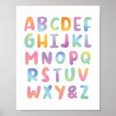 Colorful Watercolor Alphabet ABC Classroom Decor | Zazzle