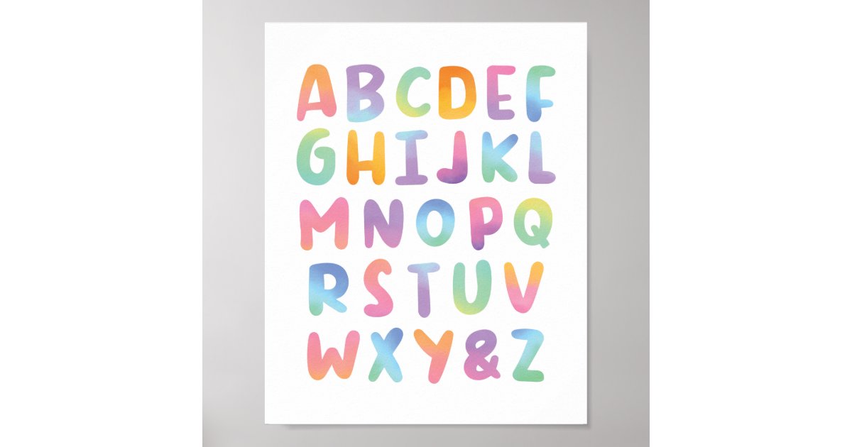 Colorful Watercolor Alphabet ABC Classroom Decor | Zazzle