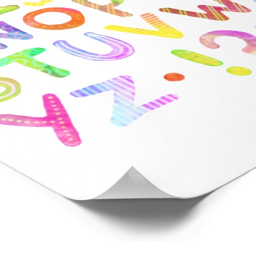 Colorful Watercolor Alphabet Poster | Zazzle