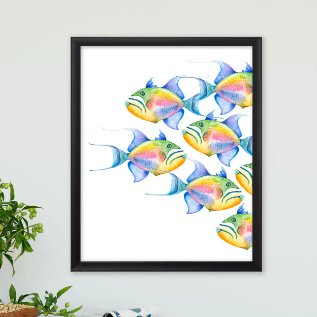 Colorful Watercolor Beach Art Poster | Zazzle