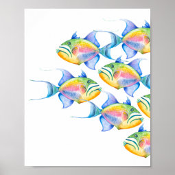 Colorful Watercolor Beach Art Poster | Zazzle