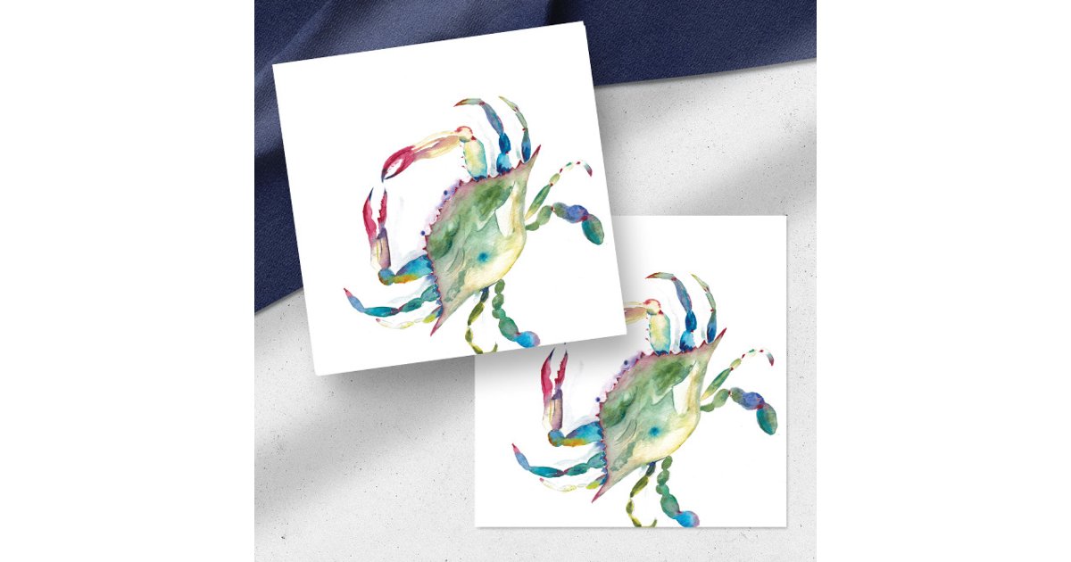 Colorful Watercolor Crab Mini Note Card | Zazzle