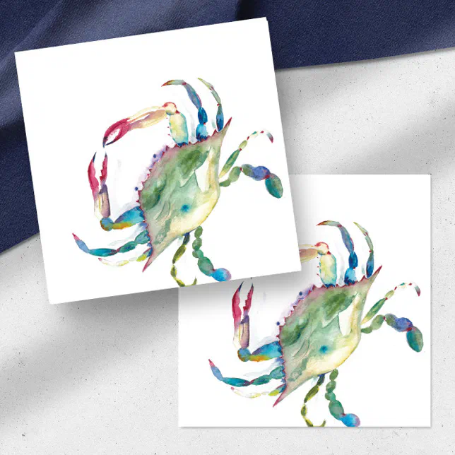 Colorful Watercolor Crab Mini Note Card | Zazzle