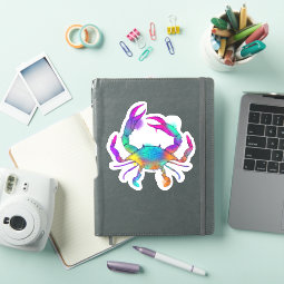 Colorful watercolor crab sticker | Zazzle