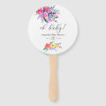 Colorful Watercolor Floral Baby Shower Hand Fan | Zazzle