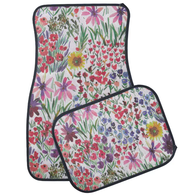 Colorful Watercolor Floral botanical Boho Garden Car Floor Mat | Zazzle