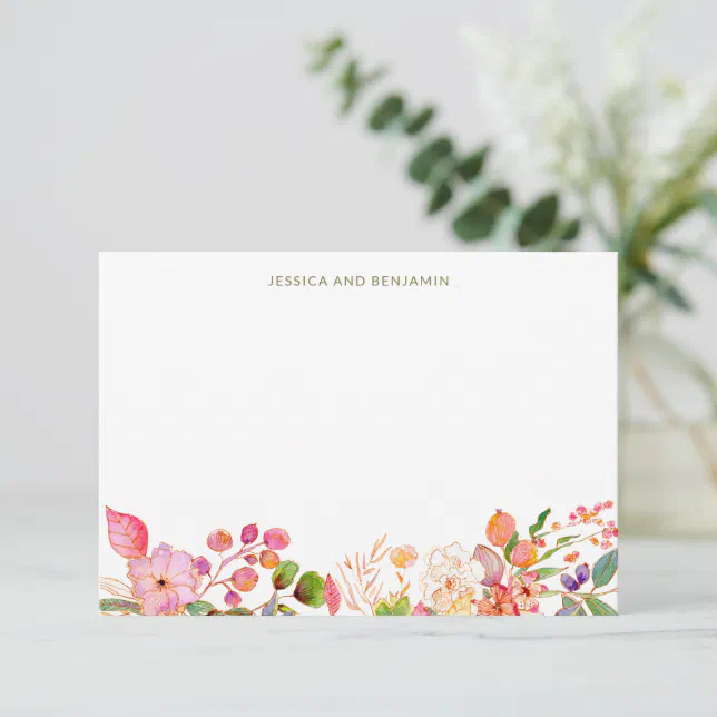 Colorful Watercolor Floral Illustration Custom Thank You Card | Zazzle