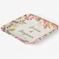 Colorful Watercolor Floral Wedding Custom Name Paper Plates | Zazzle