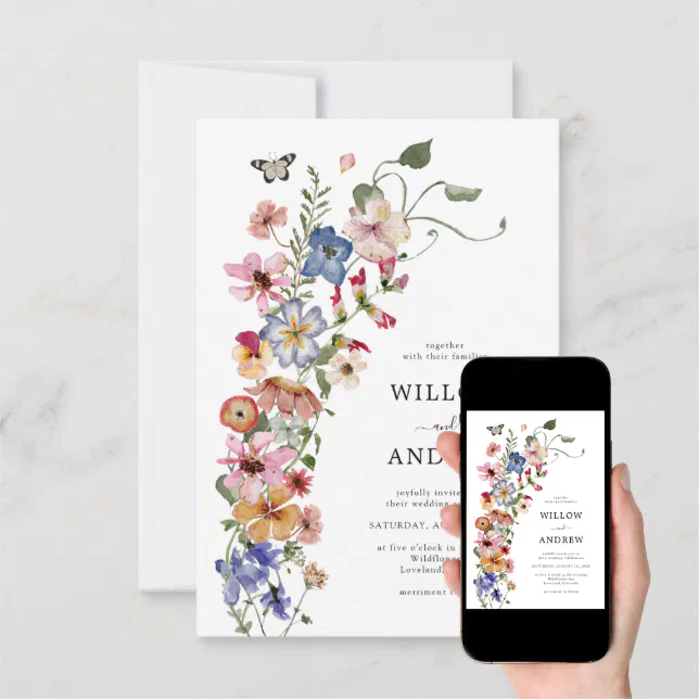 Colorful Watercolor Floral Wedding Invitation | Zazzle