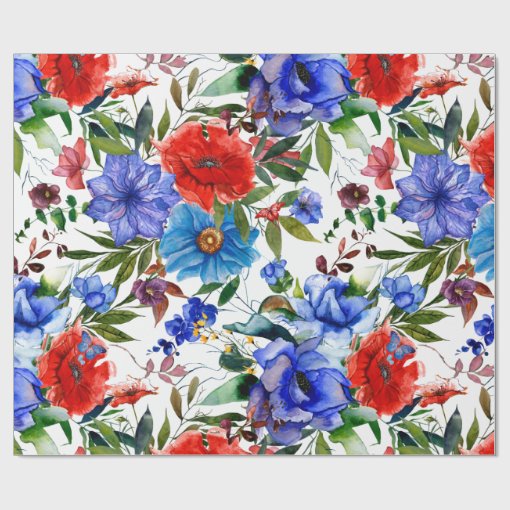 Colorful Watercolor Floral Wrapping Paper | Zazzle