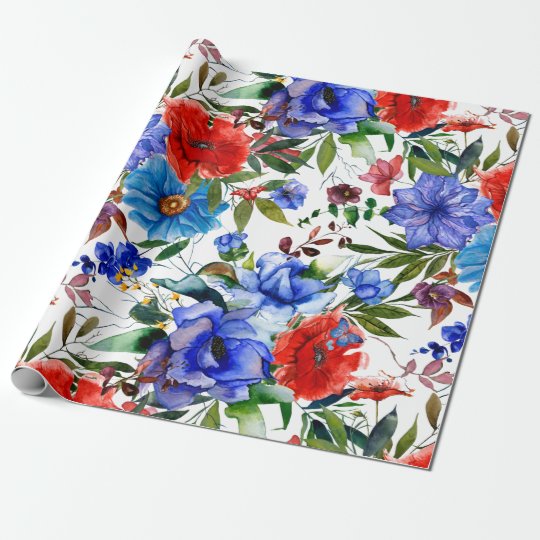Colorful Watercolor Floral Wrapping Paper | Zazzle.com