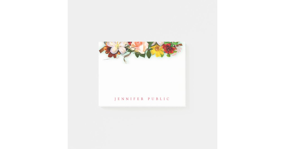 Colorful Watercolor Flower Bouquet Floral Template Post-it Notes | Zazzle