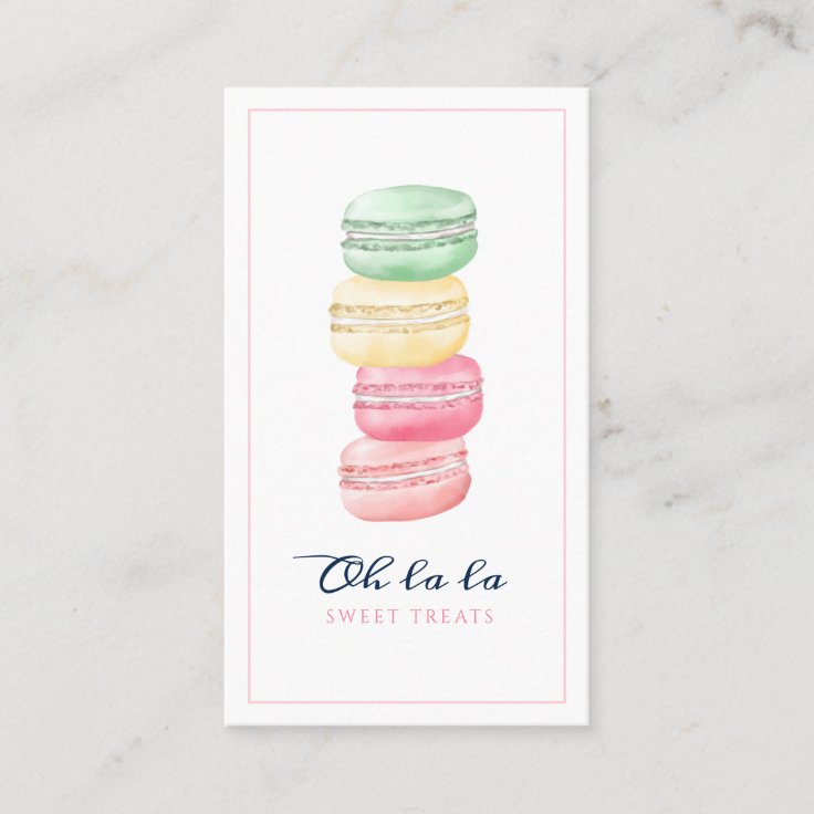 Colorful Watercolor French Macaron Bakery & Sweets Business Card | Zazzle