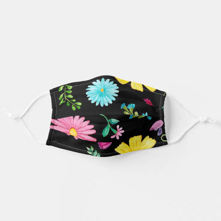 Colorful Watercolor Mexican Fiesta Flowers Adult Cloth Face Mask | Zazzle