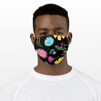 Colorful Watercolor Mexican Fiesta Flowers Adult Cloth Face Mask | Zazzle