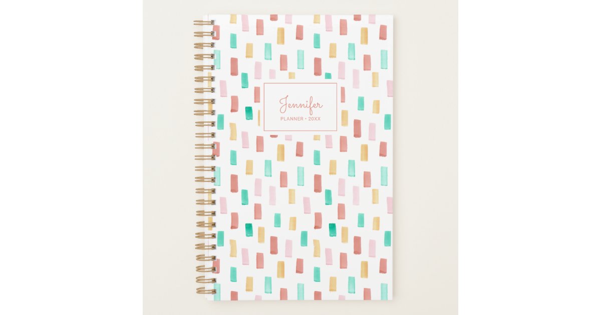 Colorful Watercolor Pattern Planner | Zazzle