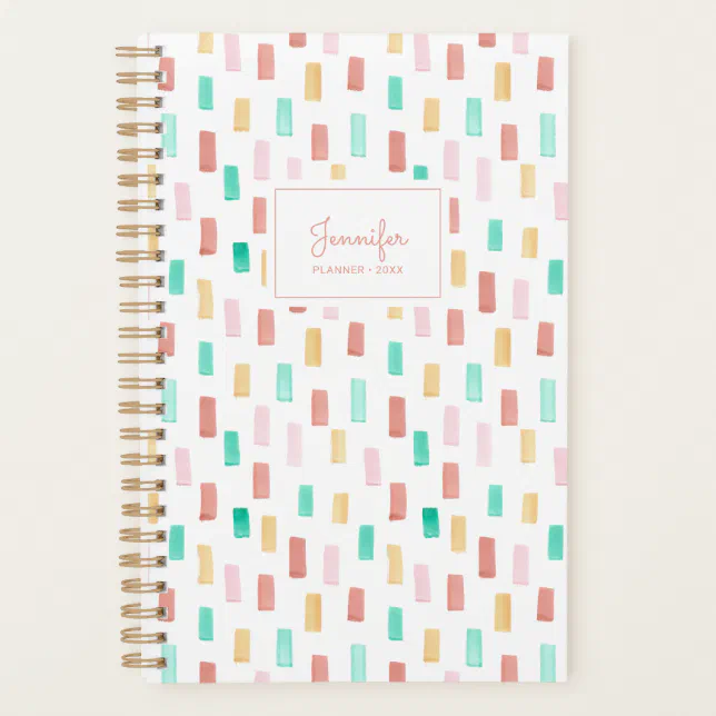 Colorful Watercolor Pattern Planner | Zazzle
