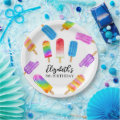Colorful Watercolor Popsicle Birthday Paper Plates | Zazzle