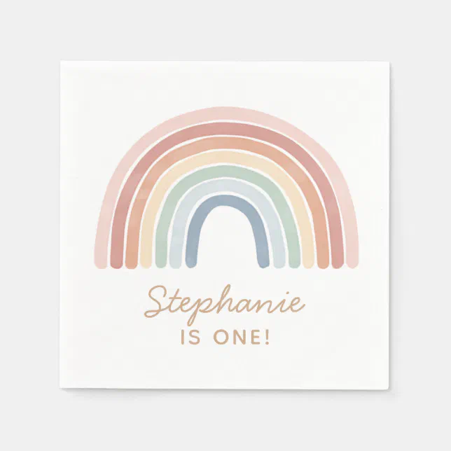 Colorful Watercolor Rainbow Birthday Napkins | Zazzle