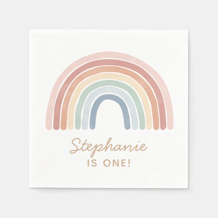 Colorful Watercolor Rainbow Birthday Napkins | Zazzle