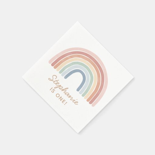 Colorful Watercolor Rainbow Birthday Napkins | Zazzle