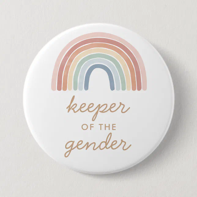 Colorful Watercolor Rainbow Keeper of the Gender Button | Zazzle
