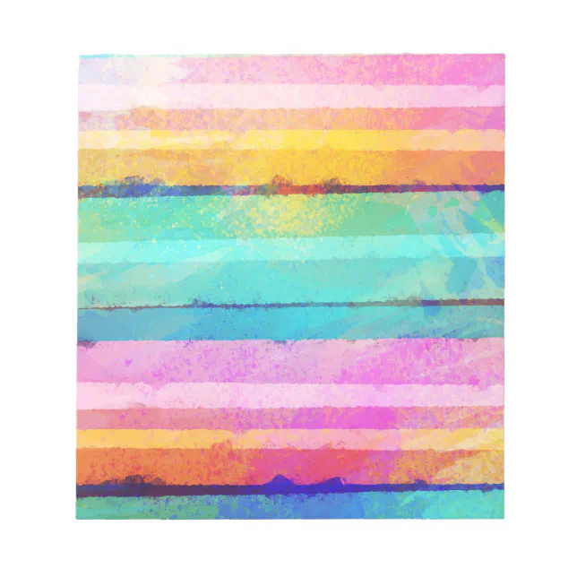 Colorful Watercolor Stripe Background Notepad | Zazzle
