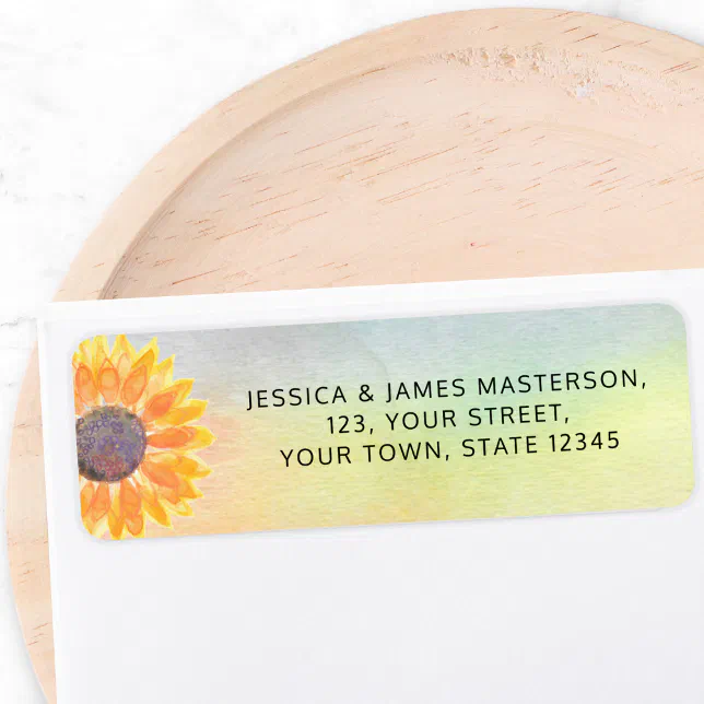 Colorful Watercolor Sunflower Return Address Label | Zazzle