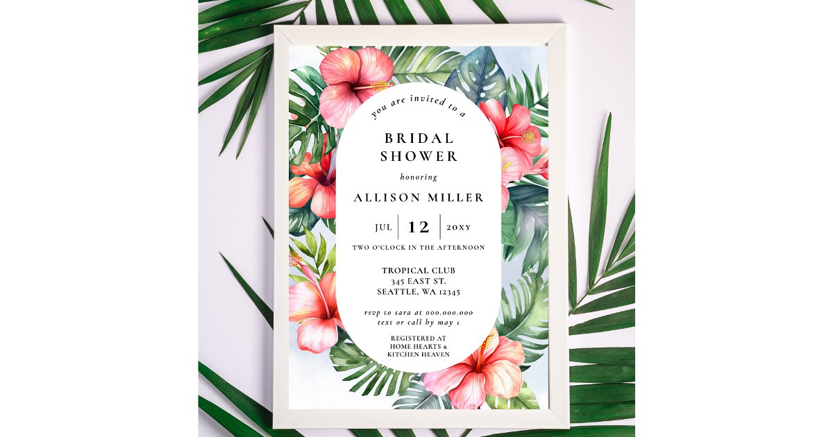 Colorful Watercolor Tropical Flowers Bridal Shower Invitation | Zazzle