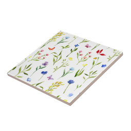 Colorful Watercolor Wildflower Ceramic Tile | Zazzle