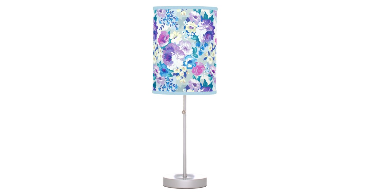 Colorful Watercolors Flowers Pattern Monogram Table Lamp | Zazzle