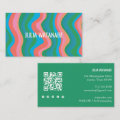 Colorful Waves Stripes QR Code Social Media Chic Business Card | Zazzle
