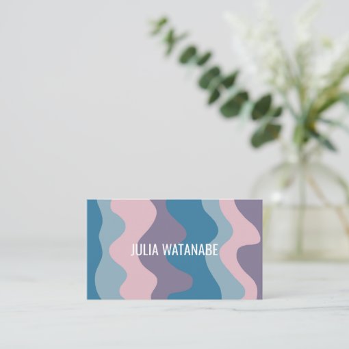 Colorful Waves Stripes QR Code Social Media Chic Business Card | Zazzle