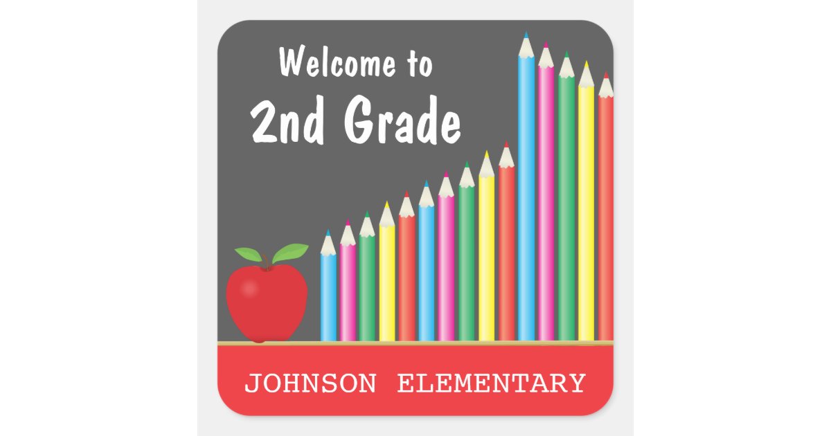 Colorful Welcome Back to 2nd Grade Square Sticker | Zazzle
