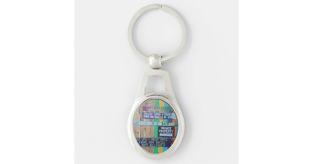 Colorful Welcome Island sign Carribean Keychain | Zazzle