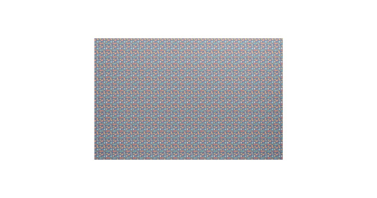 Colorful Western Images on Blue Fabric | Zazzle