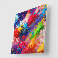 Colorful Wet Paint Splash Design Square Wall Clock | Zazzle