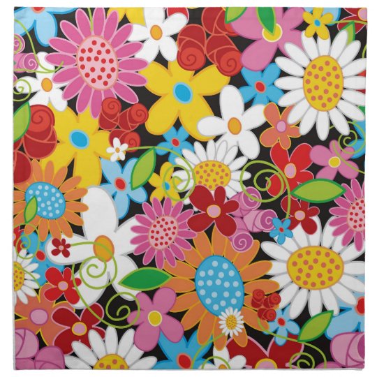 Colorful Whimsical Spring Flowers Garden Napkin | Zazzle.com