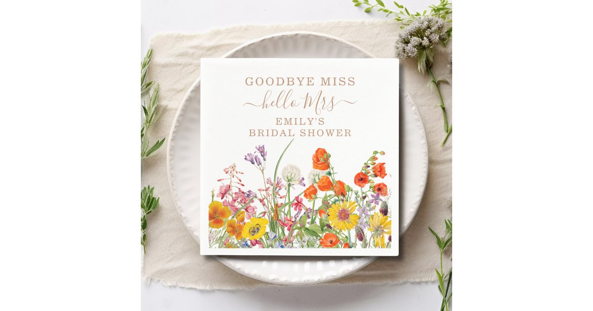 Colorful Wild Flowers Country Floral Goodbye Miss Napkins | Zazzle